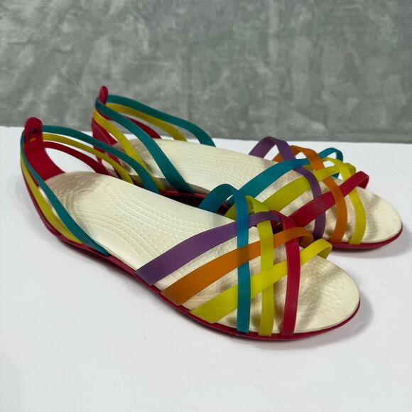 CROCS | Shoes | Crocs Rainbow Isabella Huarache Sandals Womens Jelly ...